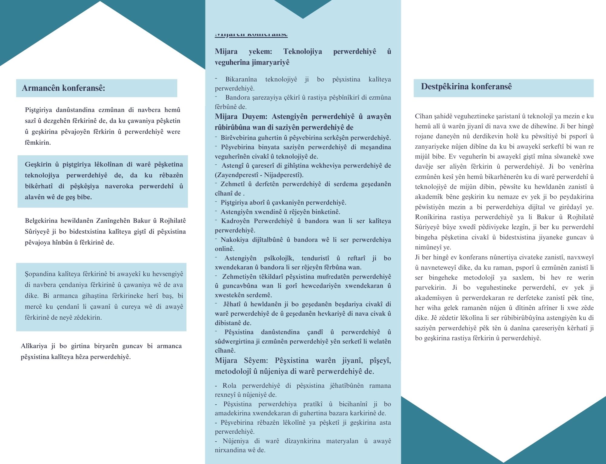 Yekemîn Konferansa Perwerdehiyê Ya Navnetewî li Zanîngeha Kobaniyê ...